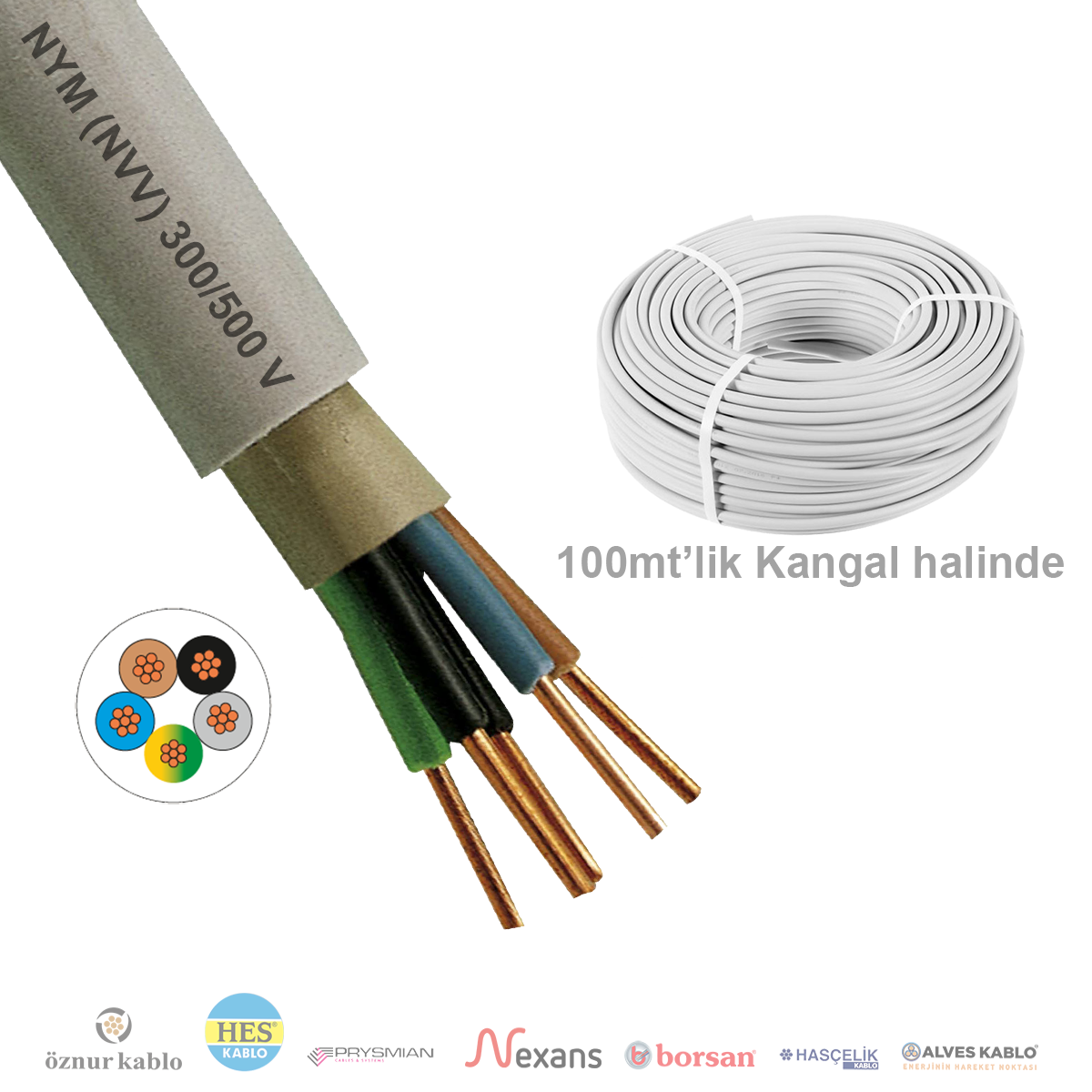 5x2.5mm² NYM / Antigron (NVV) Kablo (100'lük)_ BFGVY189 - - PVC İzoleli Kablolar