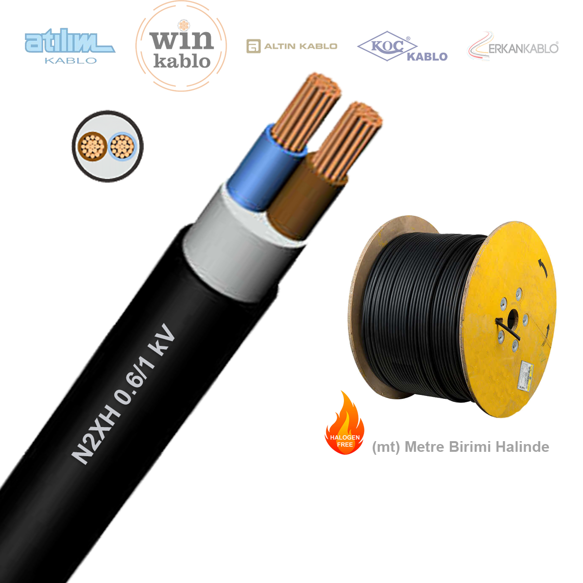 2x1.5mm² N2XH Kablo (1 Metre)_EFUX1357 - - Halojensiz Kablolar