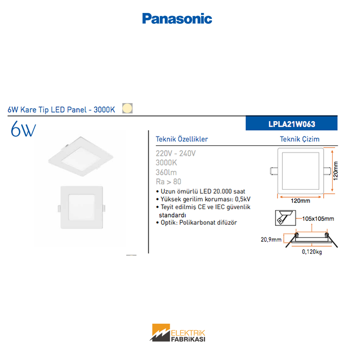 6W Kare Tip LED Panel - 3000K_Viko by Panasonic - ViKO by Panasonic - Led Paneller Ve Led ...